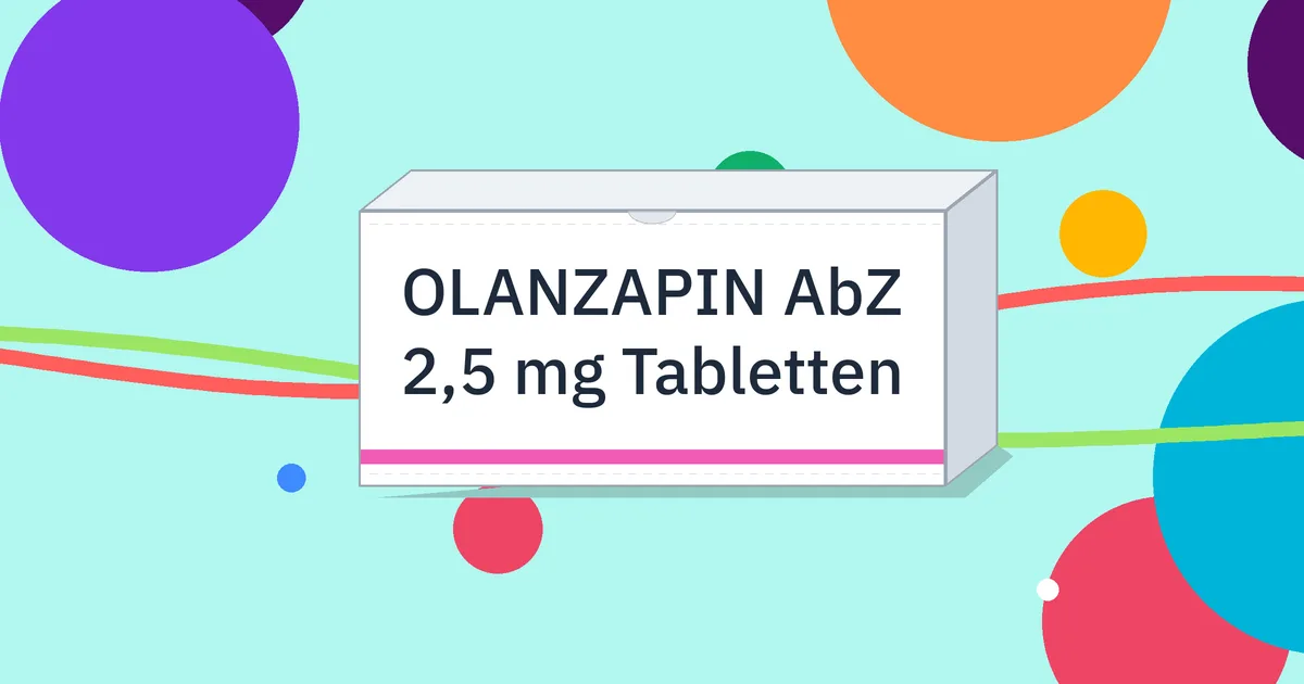 Symbolbild: Packung mit der Aufschrift OLANZAPIN AbZ 2,5 mg Tabletten (PZN 08805482) – Verfügbarkeit und Bezug in Apotheken in Frankfurt am Main
