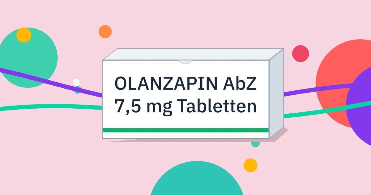 Symbolbild: Packung mit der Aufschrift OLANZAPIN AbZ 7,5 mg Tabletten (PZN 08805513) – Verfügbarkeit und Bezug in Apotheken in Frankfurt am Main