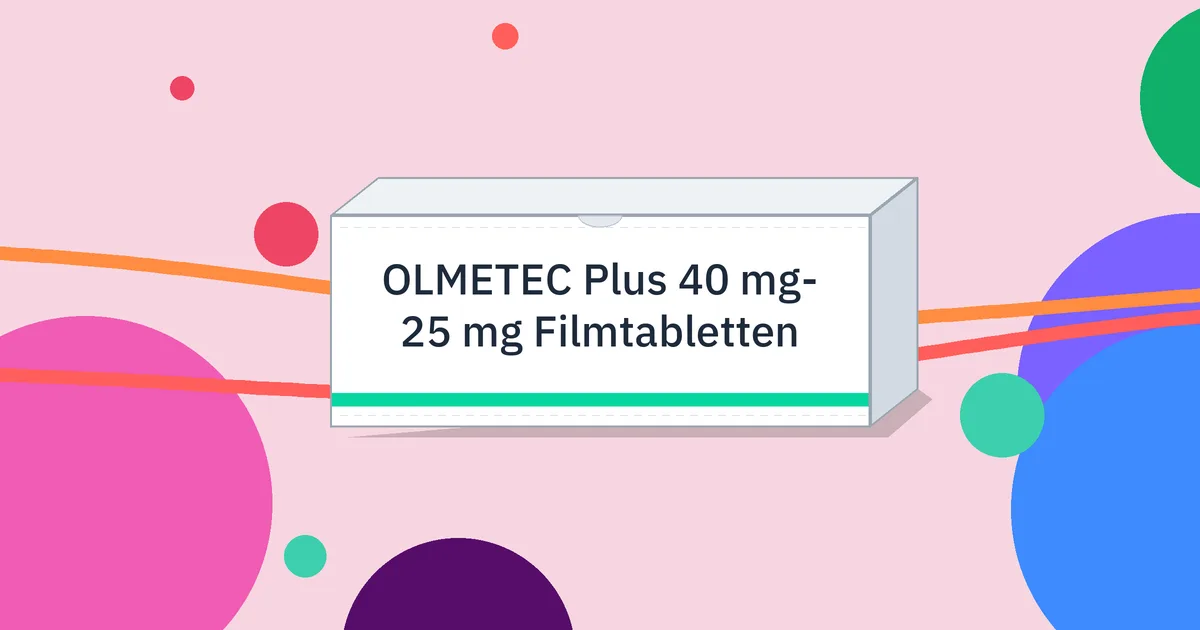 Symbolbild: Packung mit der Aufschrift OLMETEC Plus 40 mg-25 mg Filmtabletten (PZN 08401017) – Verfügbarkeit und Bezug in Apotheken in Frankfurt am Main