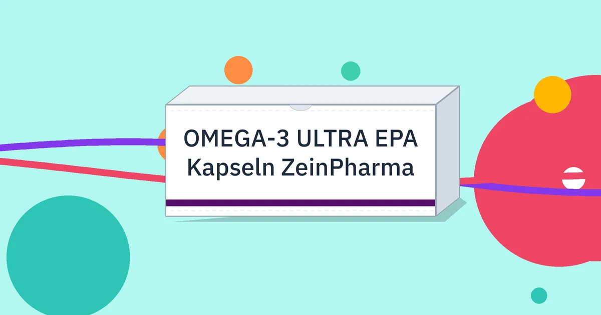 Symbolbild: Packung mit der Aufschrift OMEGA-3 ULTRA EPA Kapseln ZeinPharma (PZN 19455861) – Verfügbarkeit und Bezug in Apotheken in Frankfurt am Main