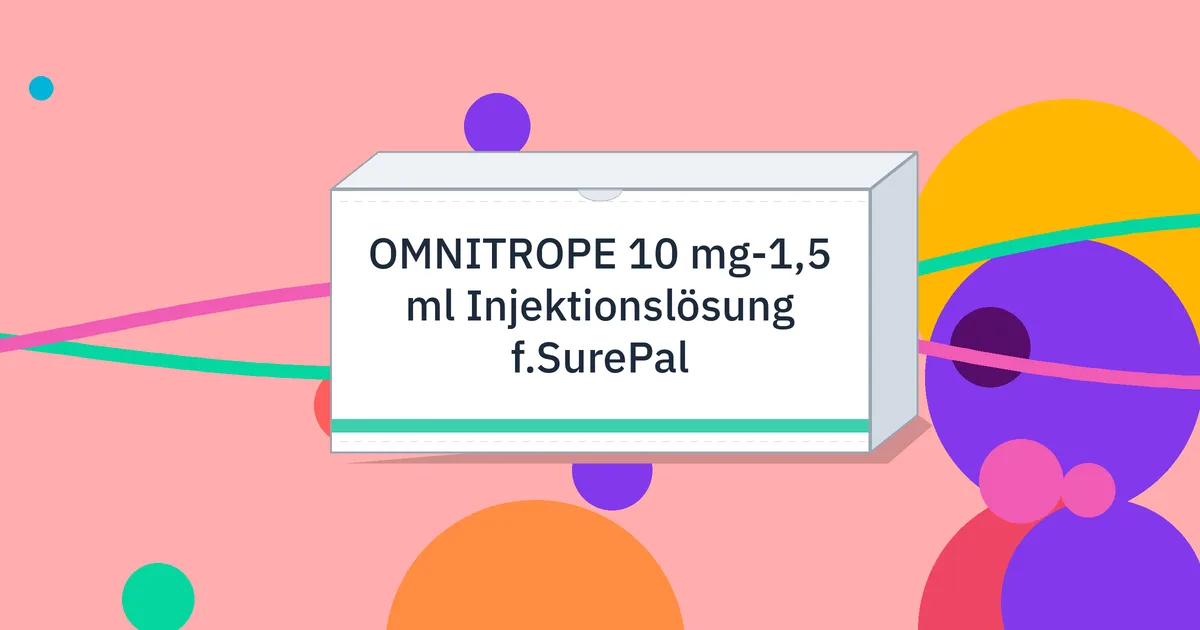 Symbolbild: Packung mit der Aufschrift OMNITROPE 10 mg-1,5 ml Injektionslösung f.SurePal (PZN 17277852) – Verfügbarkeit und Bezug in Apotheken in Frankfurt am Main