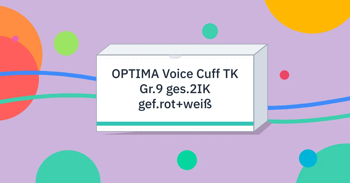 Symbolbild: Packung mit der Aufschrift OPTIMA Voice Cuff TK Gr.9 ges.2IK gef.rot+weiß (PZN 10287882) – Verfügbarkeit und Bezug in Apotheken in Frankfurt am Main