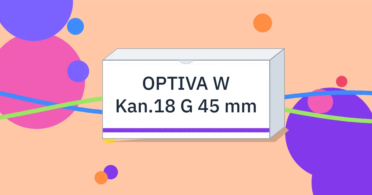 Symbolbild: Packung mit der Aufschrift OPTIVA W Kan.18 G 45 mm (PZN 00909070) – Verfügbarkeit und Bezug in Apotheken in Frankfurt am Main