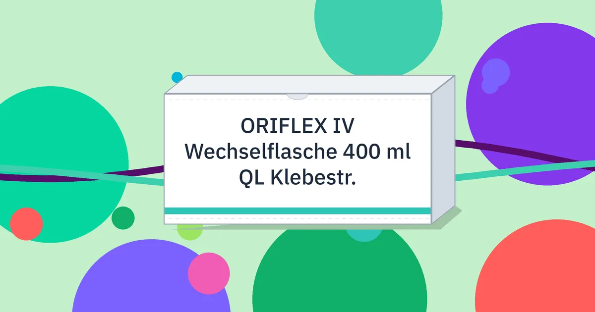 Symbolbild: Packung mit der Aufschrift ORIFLEX IV Wechselflasche 400 ml QL Klebestr. (PZN 17485473) – Verfügbarkeit und Bezug in Apotheken in Frankfurt am Main