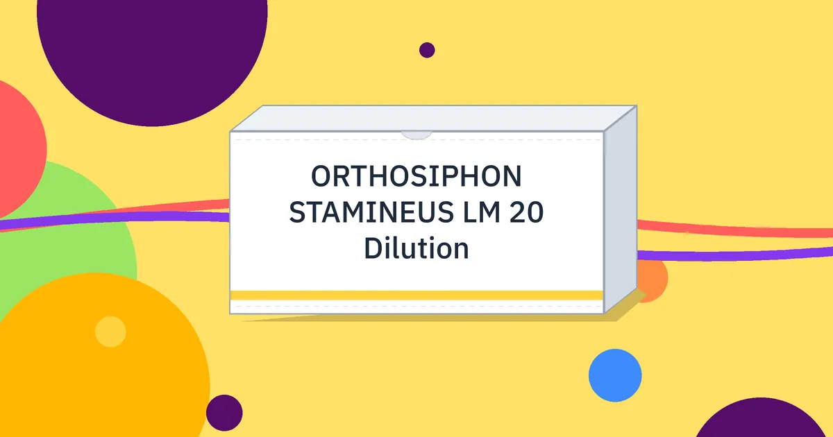 Symbolbild: Packung mit der Aufschrift ORTHOSIPHON STAMINEUS LM 20 Dilution (PZN 13628102) – Verfügbarkeit und Bezug in Apotheken in Frankfurt am Main