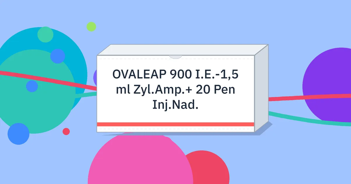 Symbolbild: Packung mit der Aufschrift OVALEAP 900 I.E.-1,5 ml Zyl.Amp.+ 20 Pen Inj.Nad. (PZN 13578901) – Verfügbarkeit und Bezug in Apotheken in Frankfurt am Main