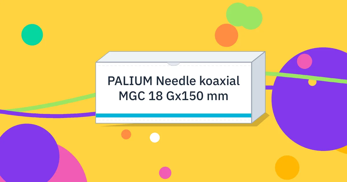 Symbolbild: Packung mit der Aufschrift PALIUM Needle koaxial MGC 18 Gx150 mm (PZN 19734489) – Verfügbarkeit und Bezug in Apotheken in Frankfurt am Main