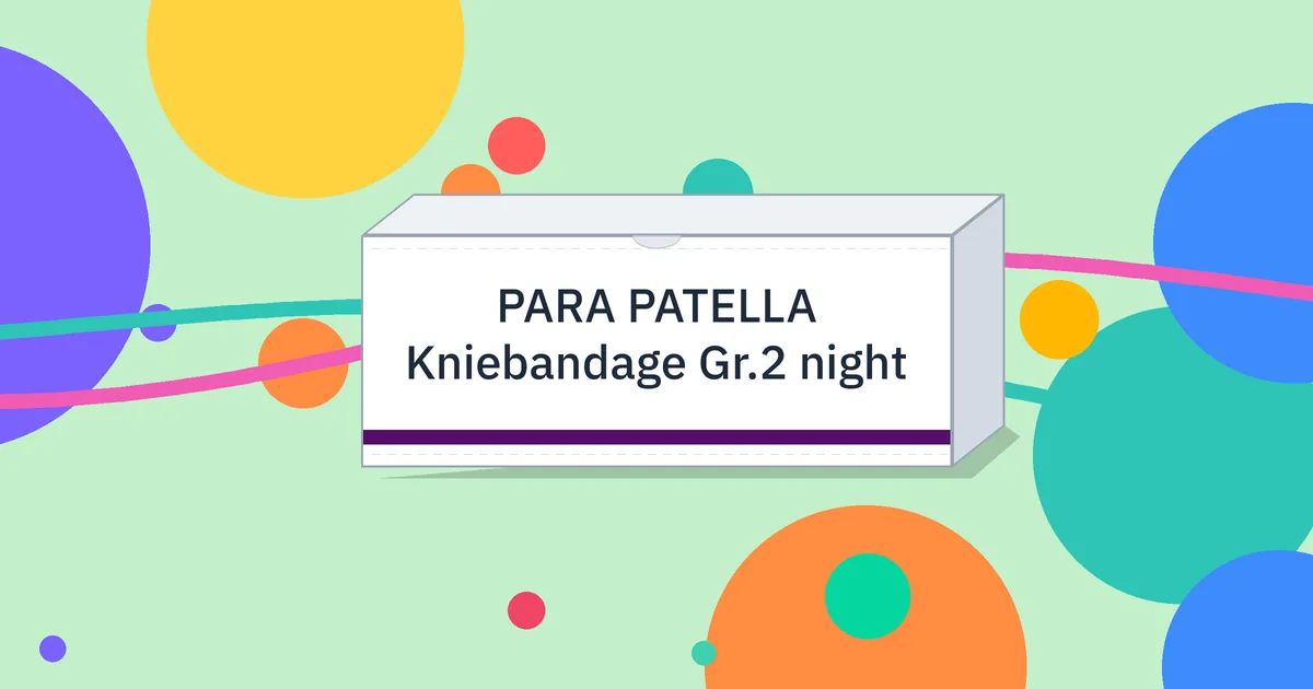 Symbolbild: Packung mit der Aufschrift PARA PATELLA Kniebandage Gr.2 night (PZN 03317335) – Verfügbarkeit und Bezug in Apotheken in Frankfurt am Main