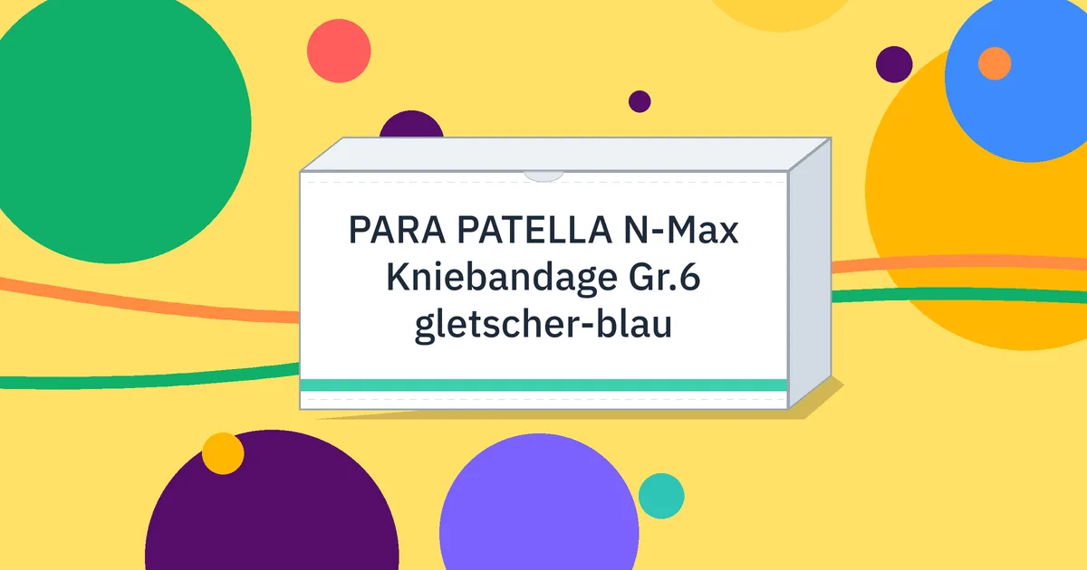Symbolbild: Packung mit der Aufschrift PARA PATELLA N-Max Kniebandage Gr.6 gletscher-blau (PZN 13763952) – Verfügbarkeit und Bezug in Apotheken in Frankfurt am Main