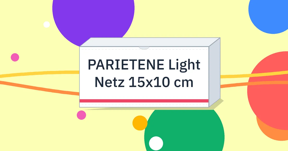 Symbolbild: Packung mit der Aufschrift PARIETENE Light Netz 15x10 cm (PZN 18258644) – Verfügbarkeit und Bezug in Apotheken in Frankfurt am Main