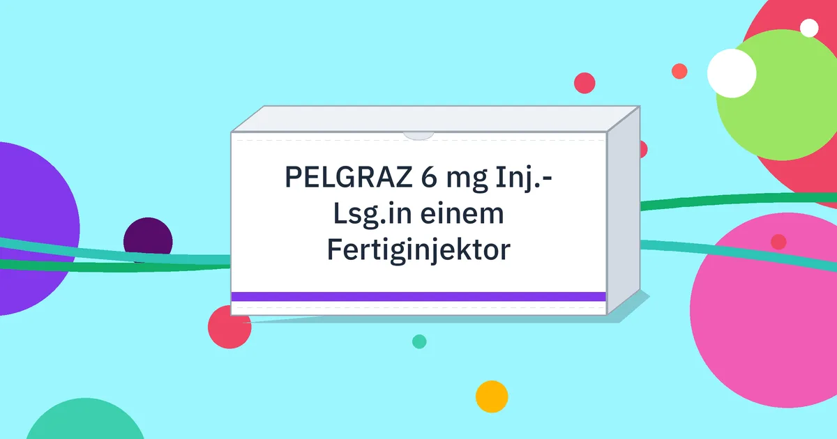 Symbolbild: Packung mit der Aufschrift PELGRAZ 6 mg Inj.-Lsg.in einem Fertiginjektor (PZN 17888969) – Verfügbarkeit und Bezug in Apotheken in Frankfurt am Main
