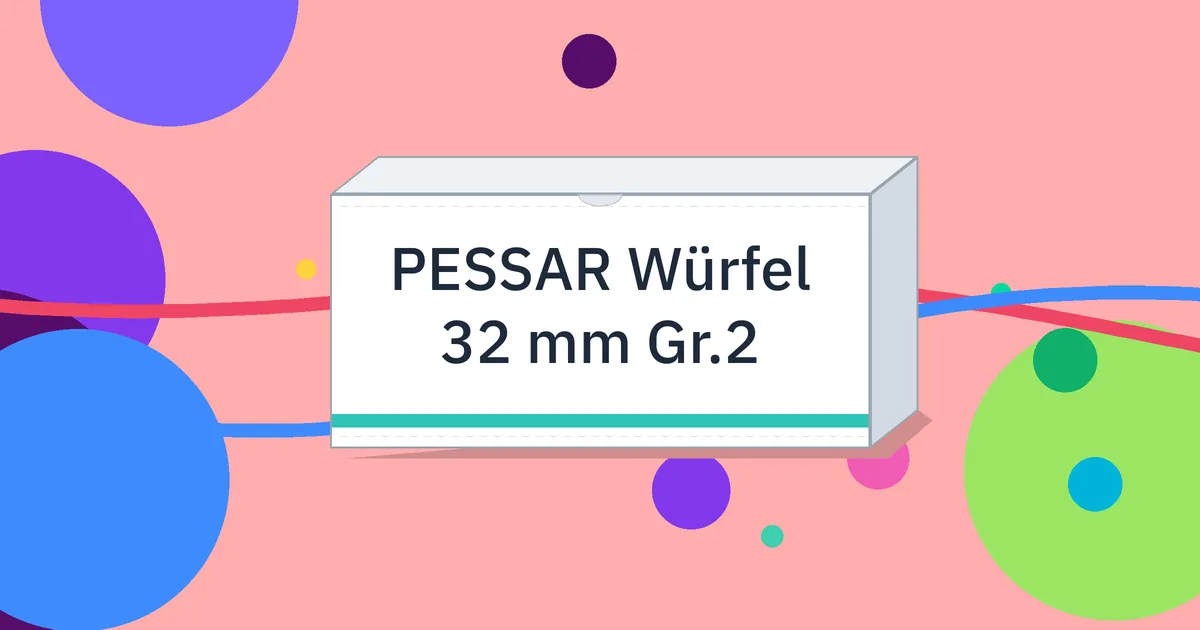 Symbolbild: Packung mit der Aufschrift PESSAR Würfel 32 mm Gr.2 (PZN 01734537) – Verfügbarkeit und Bezug in Apotheken in Frankfurt am Main