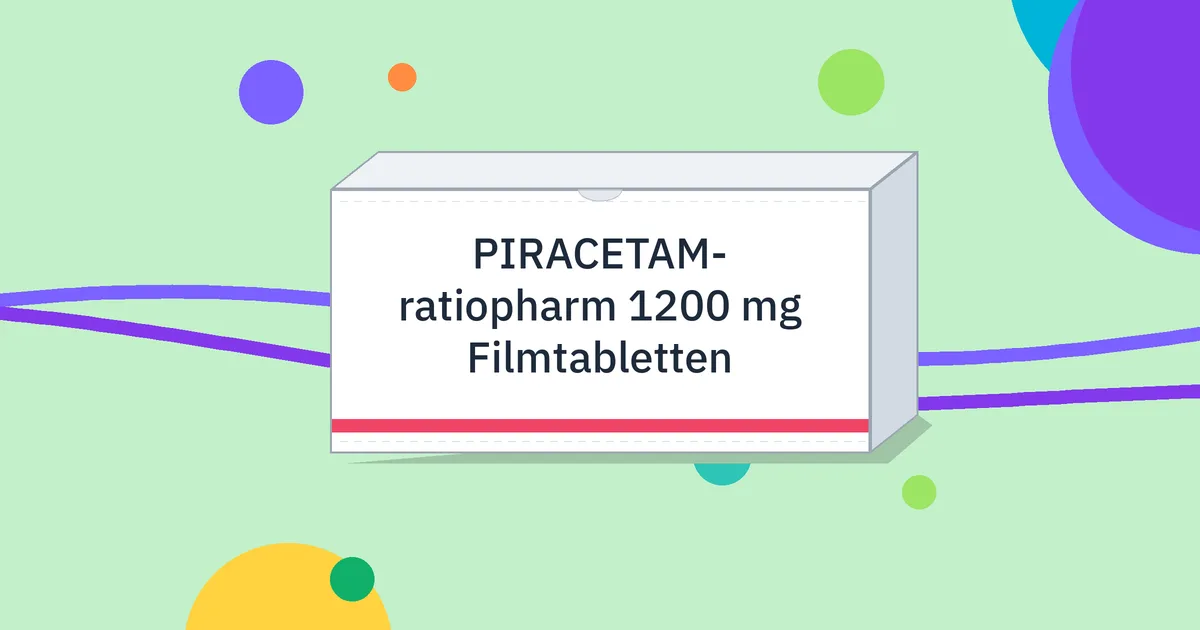 Symbolbild: Packung mit der Aufschrift PIRACETAM-ratiopharm 1200 mg Filmtabletten (PZN 07505393) – Verfügbarkeit und Bezug in Apotheken in Frankfurt am Main