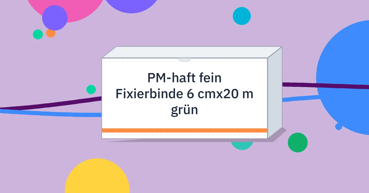 Symbolbild: Packung mit der Aufschrift PM-haft fein Fixierbinde 6 cmx20 m grün (PZN 18846387) – Verfügbarkeit und Bezug in Apotheken in Frankfurt am Main