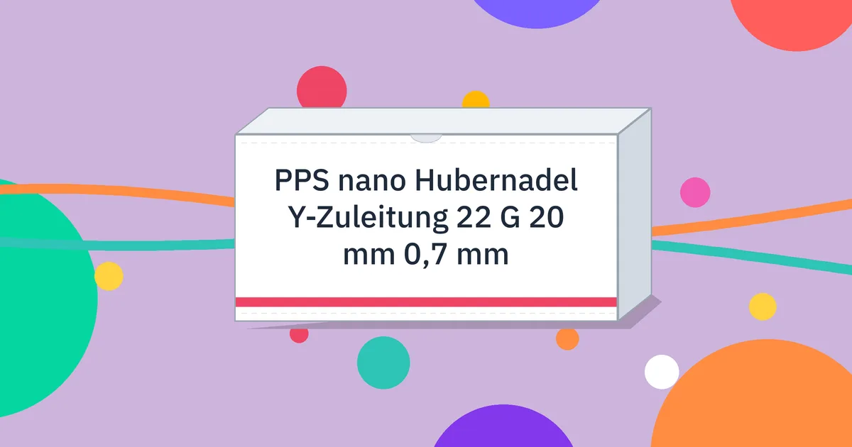 Symbolbild: Packung mit der Aufschrift PPS nano Hubernadel Y-Zuleitung 22 G 20 mm 0,7 mm (PZN 18195375) – Verfügbarkeit und Bezug in Apotheken in Frankfurt am Main