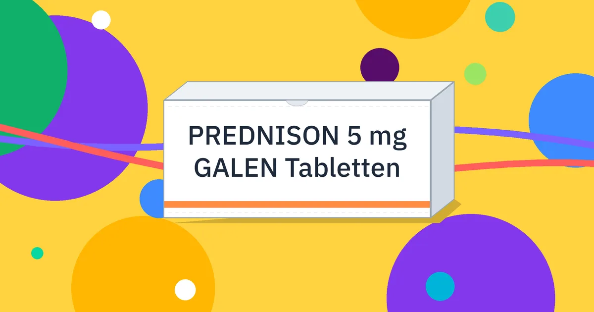 Symbolbild: Packung mit der Aufschrift PREDNISON 5 mg GALEN Tabletten (PZN 00745881) – Verfügbarkeit und Bezug in Apotheken in Frankfurt am Main