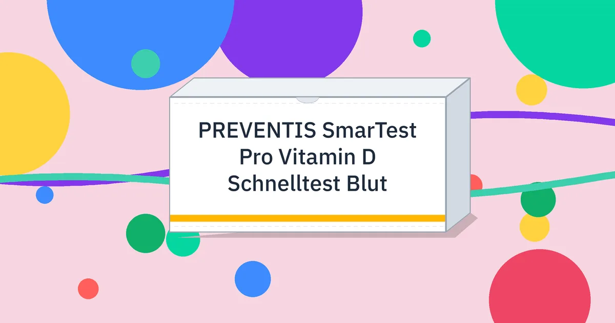 Symbolbild: Packung mit der Aufschrift PREVENTIS SmarTest Pro Vitamin D Schnelltest Blut (PZN 18100021) – Verfügbarkeit und Bezug in Apotheken in Frankfurt am Main