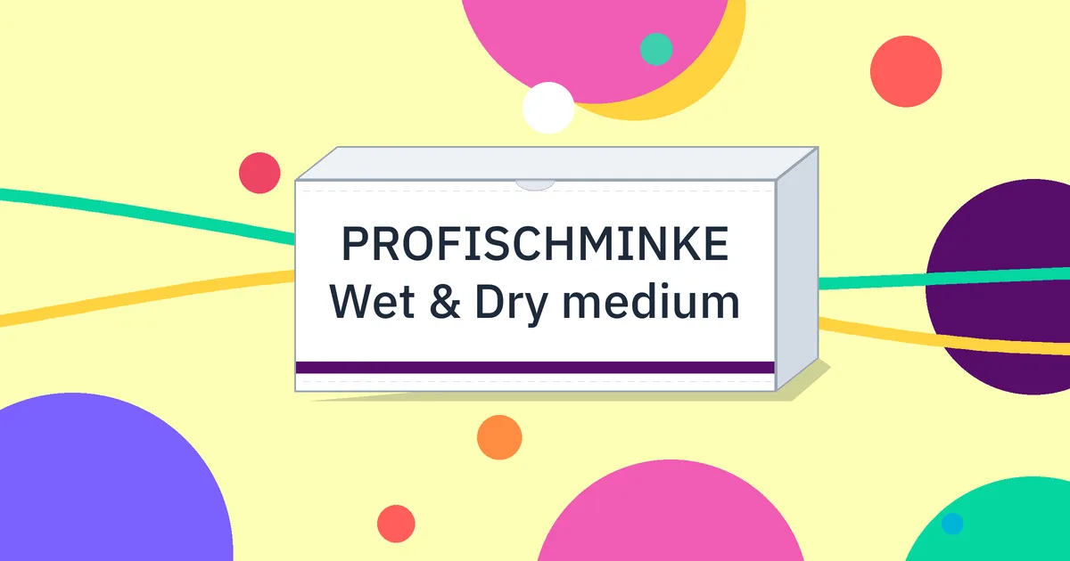 Symbolbild: Packung mit der Aufschrift PROFISCHMINKE Wet & Dry medium (PZN 08612464) – Verfügbarkeit und Bezug in Apotheken in Frankfurt am Main