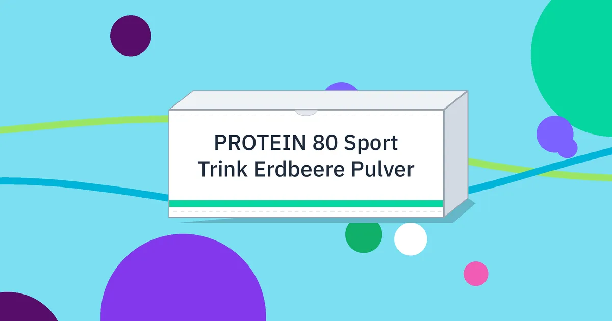 Symbolbild: Packung mit der Aufschrift PROTEIN 80 Sport Trink Erdbeere Pulver (PZN 07130705) – Verfügbarkeit und Bezug in Apotheken in Frankfurt am Main