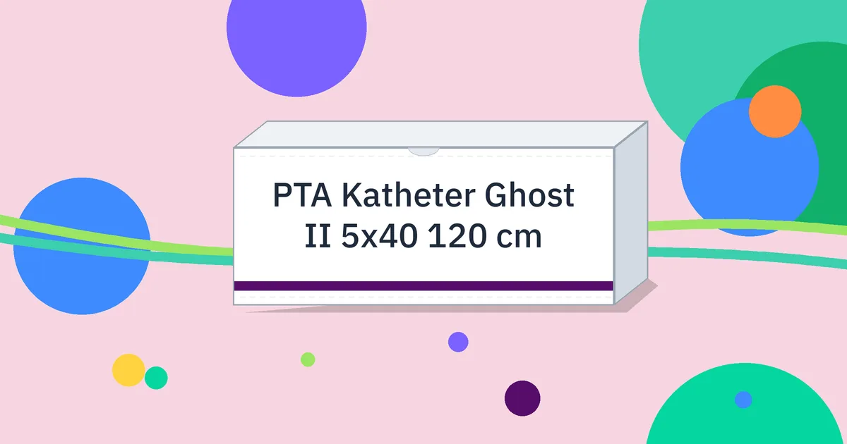 Symbolbild: Packung mit der Aufschrift PTA Katheter Ghost II 5x40 120 cm (PZN 00106810) – Verfügbarkeit und Bezug in Apotheken in Frankfurt am Main