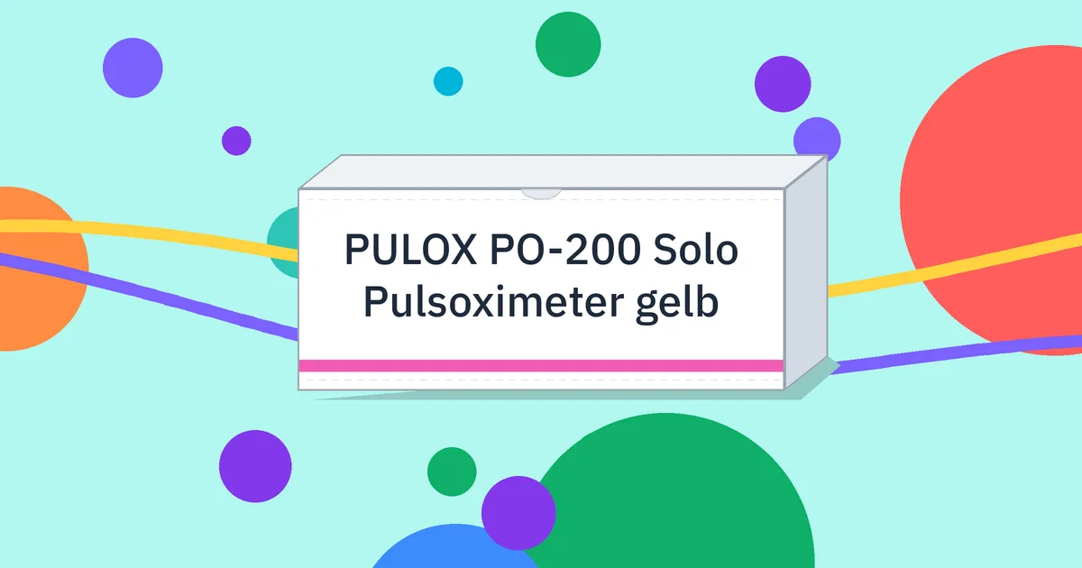Symbolbild: Packung mit der Aufschrift PULOX PO-200 Solo Pulsoximeter gelb (PZN 19176546) – Verfügbarkeit und Bezug in Apotheken in Frankfurt am Main