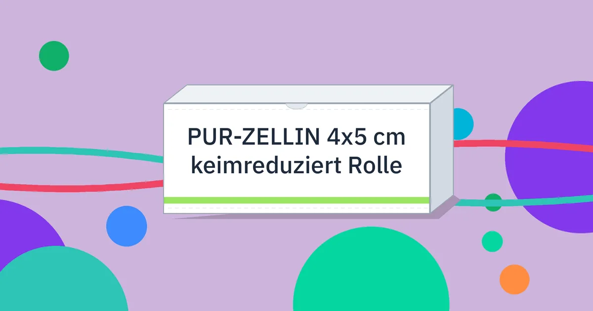 Symbolbild: Packung mit der Aufschrift PUR-ZELLIN 4x5 cm keimreduziert Rolle (PZN 19103317) – Verfügbarkeit und Bezug in Apotheken in Frankfurt am Main