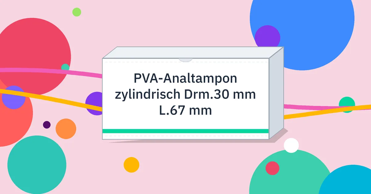 Symbolbild: Packung mit der Aufschrift PVA-Analtampon zylindrisch Drm.30 mm L.67 mm (PZN 12551716) – Verfügbarkeit und Bezug in Apotheken in Frankfurt am Main