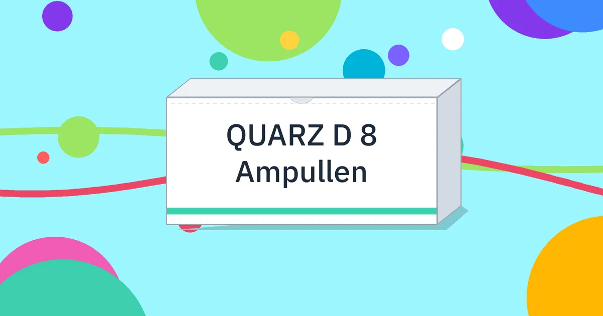 Symbolbild: Packung mit der Aufschrift QUARZ D 8 Ampullen (PZN 02832791) – Verfügbarkeit und Bezug in Apotheken in Frankfurt am Main