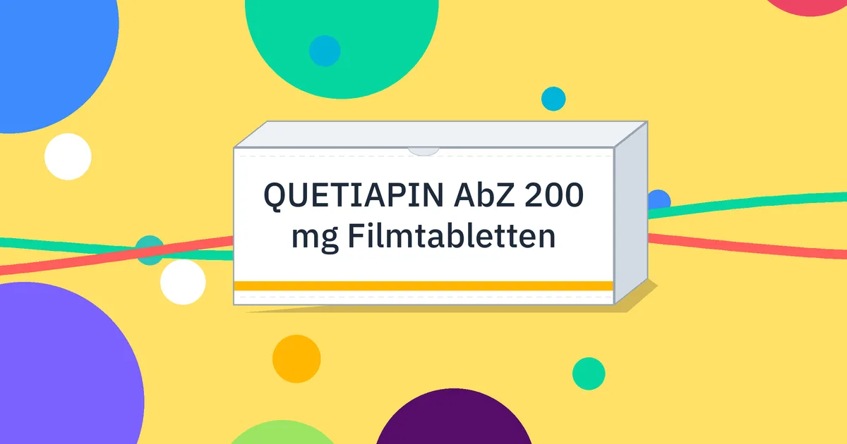 Symbolbild: Packung mit der Aufschrift QUETIAPIN AbZ 200 mg Filmtabletten (PZN 09246292) – Verfügbarkeit und Bezug in Apotheken in Frankfurt am Main