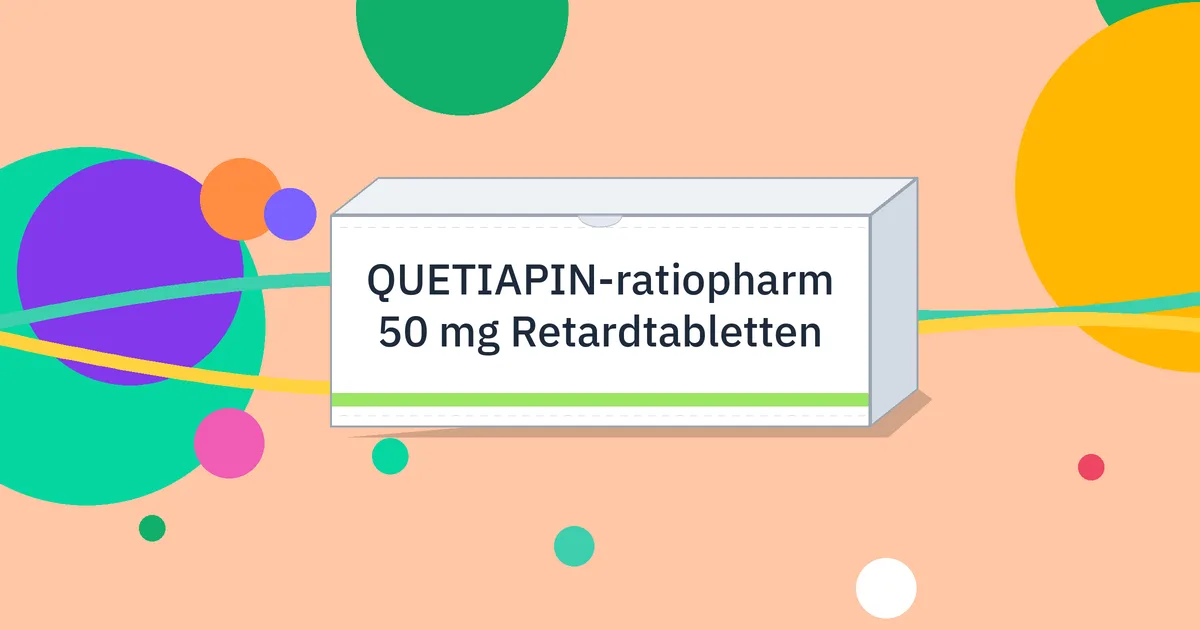 Symbolbild: Packung mit der Aufschrift QUETIAPIN-ratiopharm 50 mg Retardtabletten (PZN 09266923) – Verfügbarkeit und Bezug in Apotheken in Frankfurt am Main