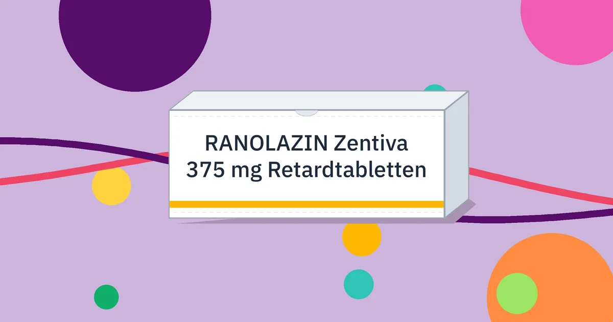 Symbolbild: Packung mit der Aufschrift RANOLAZIN Zentiva 375 mg Retardtabletten (PZN 18207664) – Verfügbarkeit und Bezug in Apotheken in Frankfurt am Main