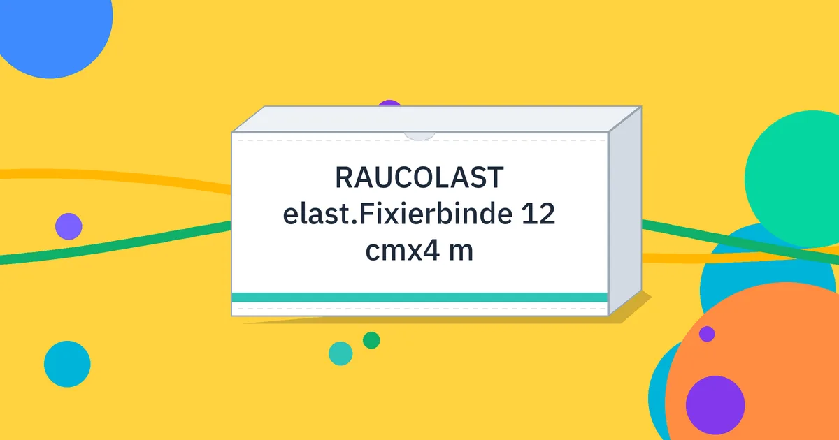 Symbolbild: Packung mit der Aufschrift RAUCOLAST elast.Fixierbinde 12 cmx4 m (PZN 12774652) – Verfügbarkeit und Bezug in Apotheken in Frankfurt am Main