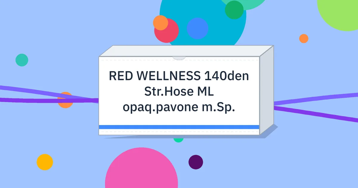 Symbolbild: Packung mit der Aufschrift RED WELLNESS 140den Str.Hose ML opaq.pavone m.Sp. (PZN 16176333) – Verfügbarkeit und Bezug in Apotheken in Frankfurt am Main