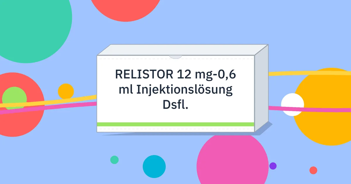 Symbolbild: Packung mit der Aufschrift RELISTOR 12 mg-0,6 ml Injektionslösung Dsfl. (PZN 11542649) – Verfügbarkeit und Bezug in Apotheken in Frankfurt am Main