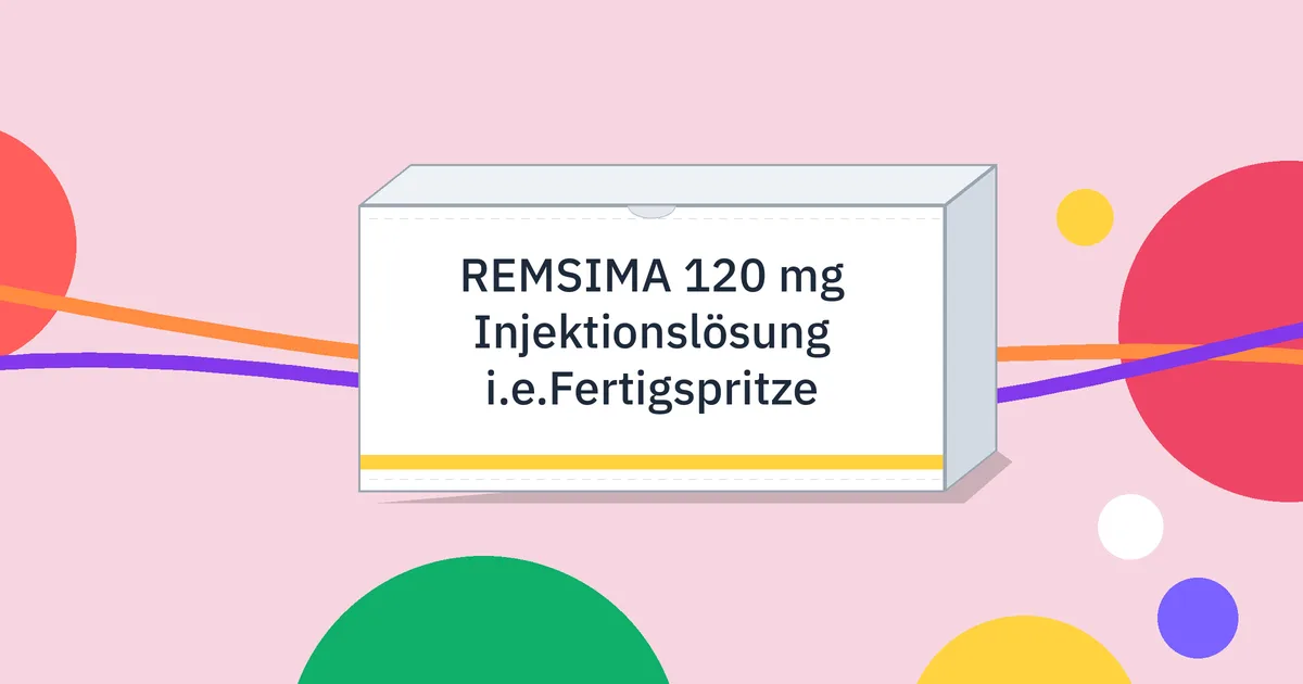 Symbolbild: Packung mit der Aufschrift REMSIMA 120 mg Injektionslösung i.e.Fertigspritze (PZN 17856248) – Verfügbarkeit und Bezug in Apotheken in Frankfurt am Main