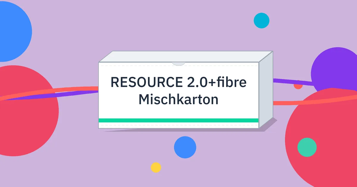 Symbolbild: Packung mit der Aufschrift RESOURCE 2.0+fibre Mischkarton (PZN 19963801) – Verfügbarkeit und Bezug in Apotheken in Frankfurt am Main