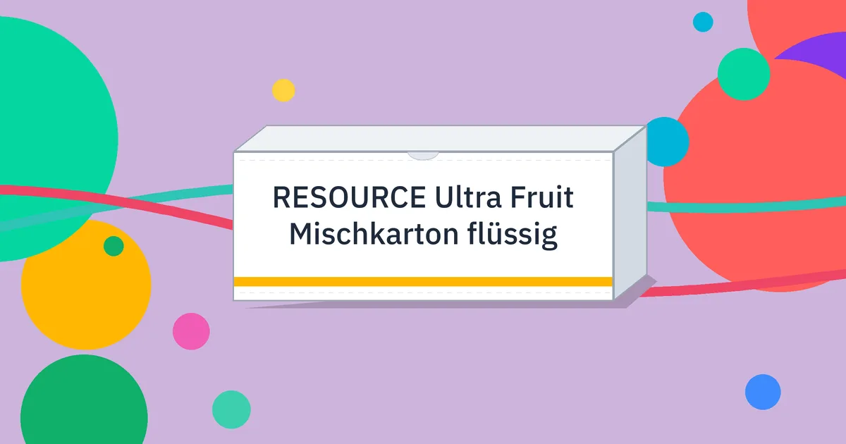 Symbolbild: Packung mit der Aufschrift RESOURCE Ultra Fruit Mischkarton flüssig (PZN 18048912) – Verfügbarkeit und Bezug in Apotheken in Frankfurt am Main