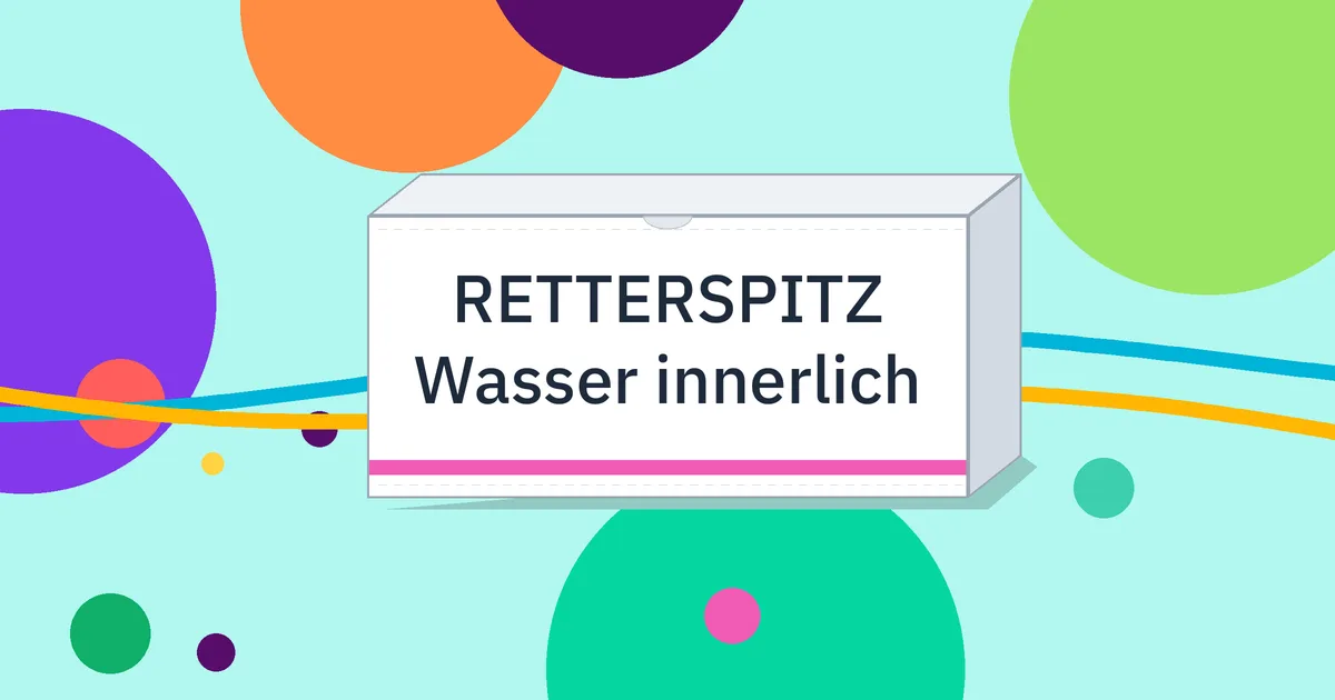Symbolbild: Packung mit der Aufschrift RETTERSPITZ Wasser innerlich (PZN 01493312) – Verfügbarkeit und Bezug in Apotheken in Frankfurt am Main