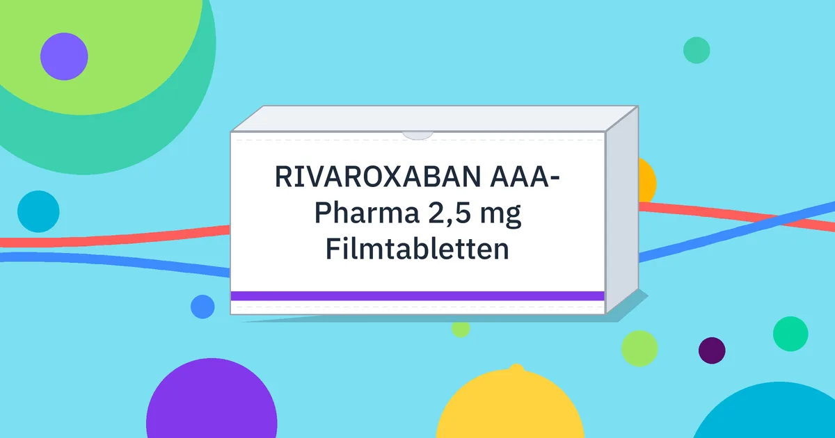 Symbolbild: Packung mit der Aufschrift RIVAROXABAN AAA-Pharma 2,5 mg Filmtabletten (PZN 19460247) – Verfügbarkeit und Bezug in Apotheken in Frankfurt am Main