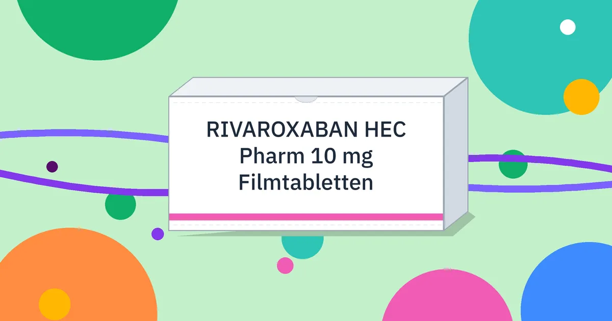 Symbolbild: Packung mit der Aufschrift RIVAROXABAN HEC Pharm 10 mg Filmtabletten (PZN 20183729) – Verfügbarkeit und Bezug in Apotheken in Frankfurt am Main