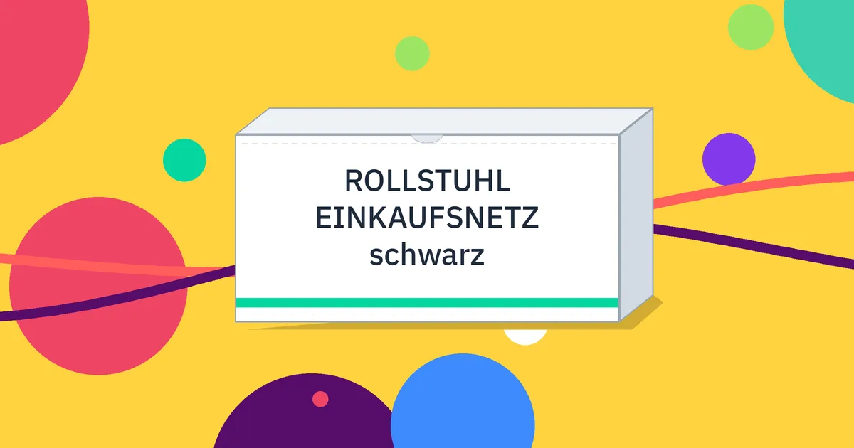 Symbolbild: Packung mit der Aufschrift ROLLSTUHL EINKAUFSNETZ schwarz (PZN 03818327) – Verfügbarkeit und Bezug in Apotheken in Frankfurt am Main