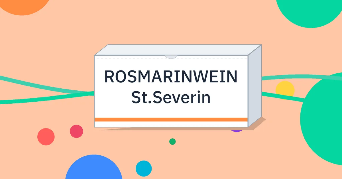 Symbolbild: Packung mit der Aufschrift ROSMARINWEIN St.Severin (PZN 11322037) – Verfügbarkeit und Bezug in Apotheken in Frankfurt am Main