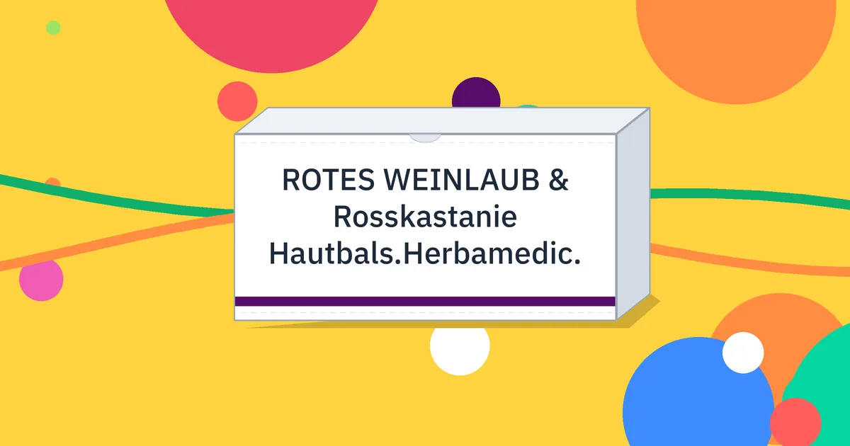 Symbolbild: Packung mit der Aufschrift ROTES WEINLAUB & Rosskastanie Hautbals.Herbamedic. (PZN 19961110) – Verfügbarkeit und Bezug in Apotheken in Frankfurt am Main