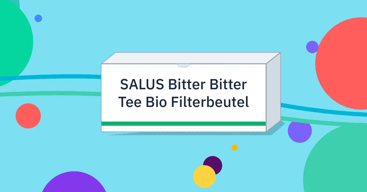 Symbolbild: Packung mit der Aufschrift SALUS Bitter Bitter Tee Bio Filterbeutel (PZN 19861963) – Verfügbarkeit und Bezug in Apotheken in Frankfurt am Main