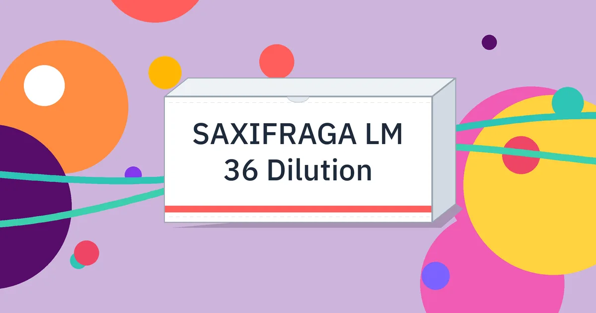 Symbolbild: Packung mit der Aufschrift SAXIFRAGA LM 36 Dilution (PZN 13688771) – Verfügbarkeit und Bezug in Apotheken in Frankfurt am Main