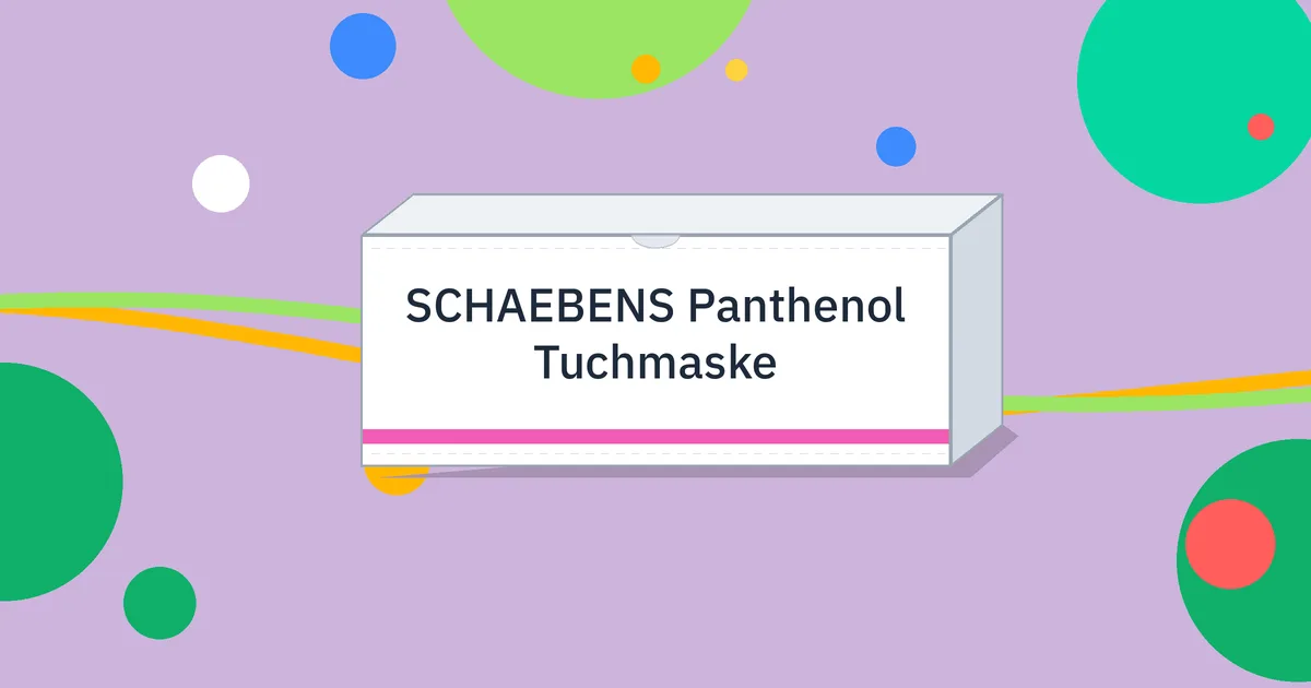 Symbolbild: Packung mit der Aufschrift SCHAEBENS Panthenol Tuchmaske (PZN 20539178) – Verfügbarkeit und Bezug in Apotheken in Frankfurt am Main