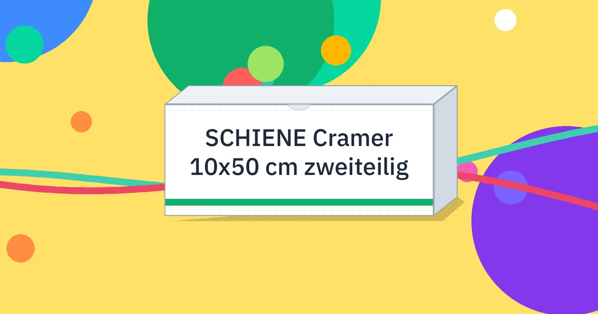 Symbolbild: Packung mit der Aufschrift SCHIENE Cramer 10x50 cm zweiteilig (PZN 01742703) – Verfügbarkeit und Bezug in Apotheken in Frankfurt am Main
