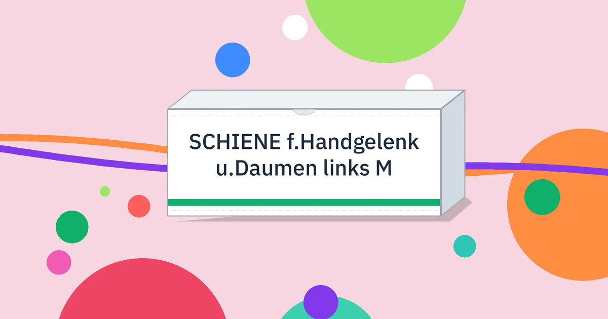 Symbolbild: Packung mit der Aufschrift SCHIENE f.Handgelenk u.Daumen links M (PZN 19070351) – Verfügbarkeit und Bezug in Apotheken in Frankfurt am Main