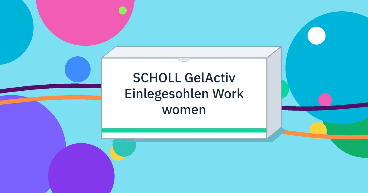 Symbolbild: Packung mit der Aufschrift SCHOLL GelActiv Einlegesohlen Work women (PZN 10821028) – Verfügbarkeit und Bezug in Apotheken in Frankfurt am Main