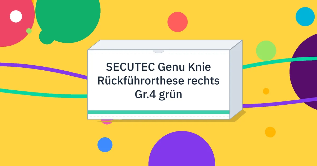 Symbolbild: Packung mit der Aufschrift SECUTEC Genu Knie Rückführorthese rechts Gr.4 grün (PZN 12511042) – Verfügbarkeit und Bezug in Apotheken in Frankfurt am Main